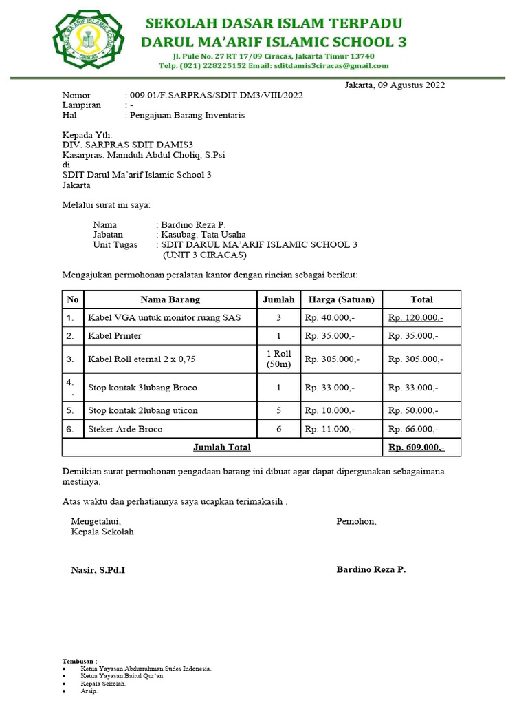 Form Pengajuan Barang Inventaris 022 | PDF