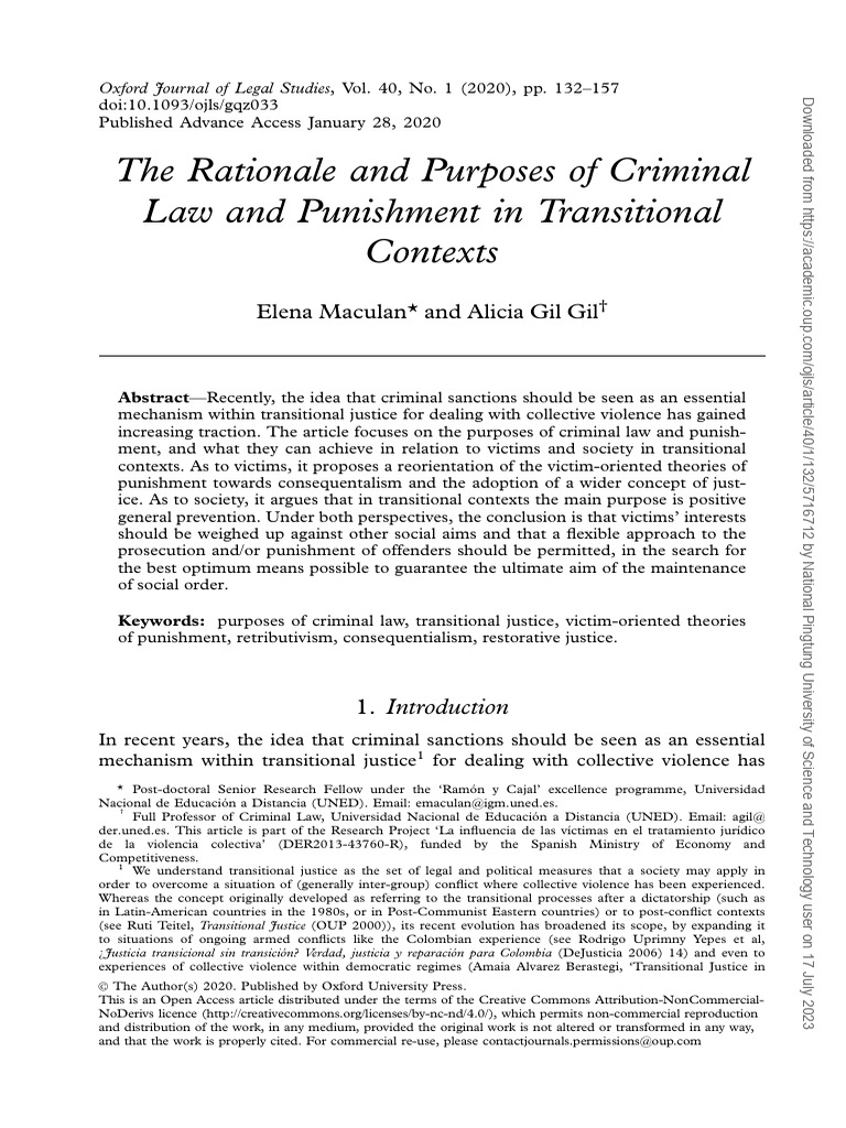 The Rationale and Purposes of Criminal Law and Punishment in ...