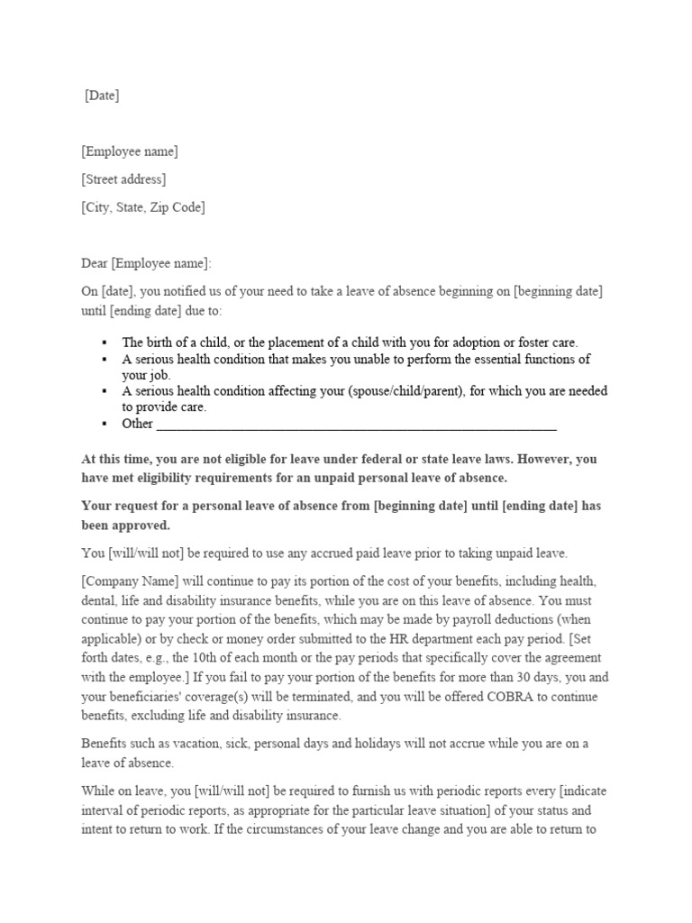 Leave Approval Letter | PDF | Social Programs