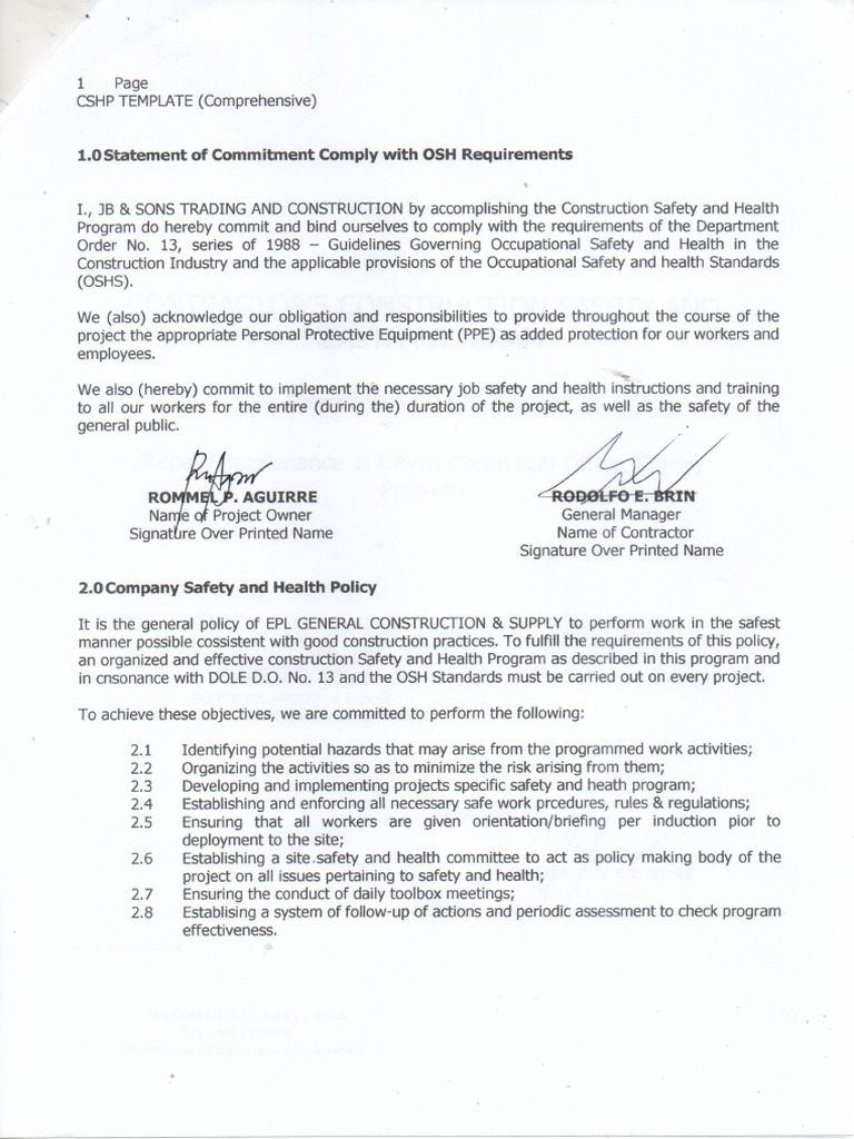 Safety and Health Program | PDF