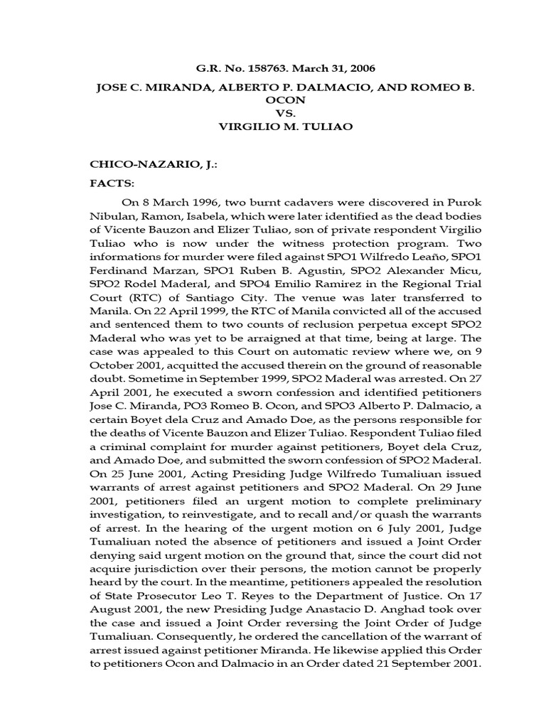 PILONEO - 11 - G.R. No. 158763 | PDF | Arrest | Bail