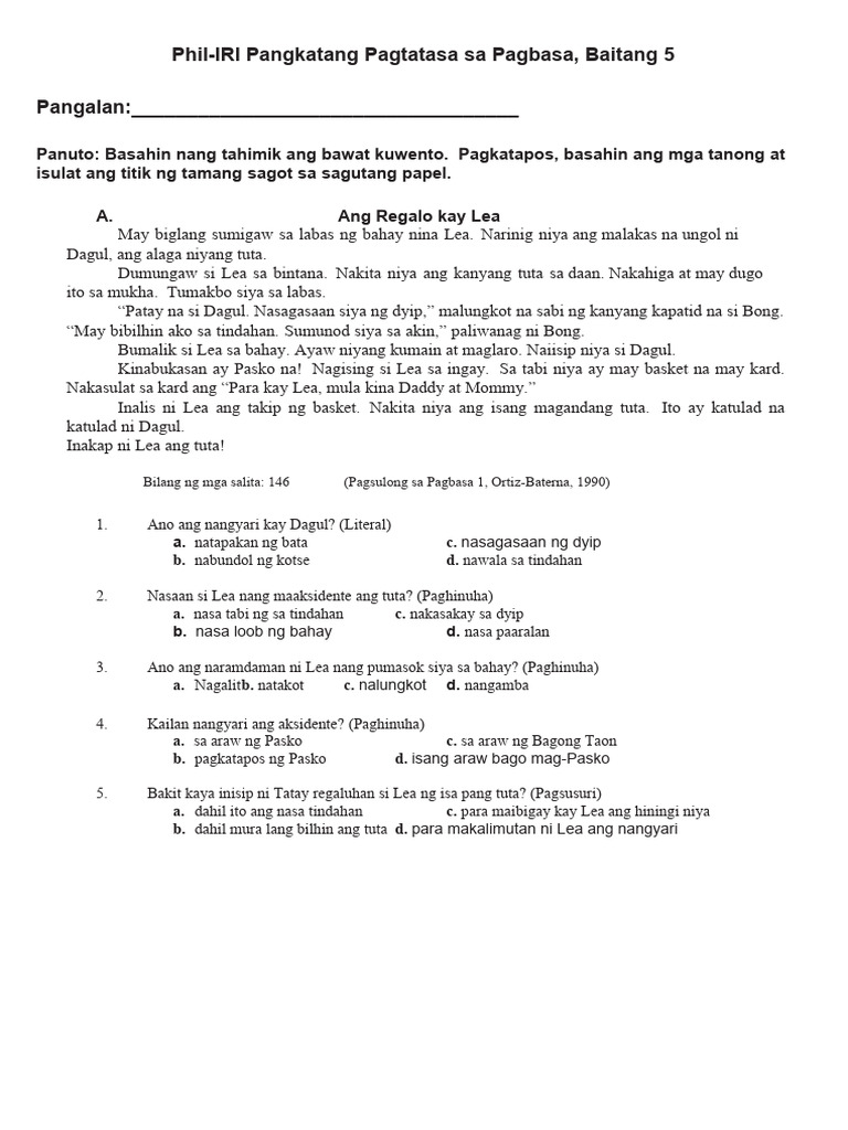 Reading Text - Filipino | PDF