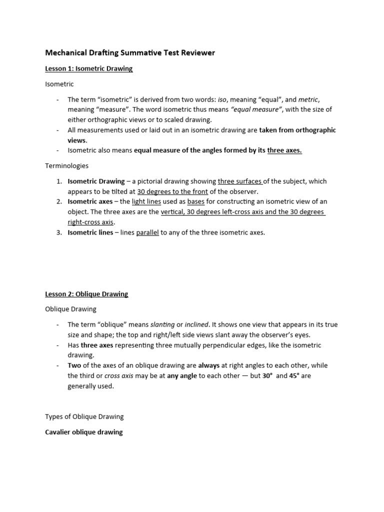 TLE Mech. Drafting ST Reviewer | PDF