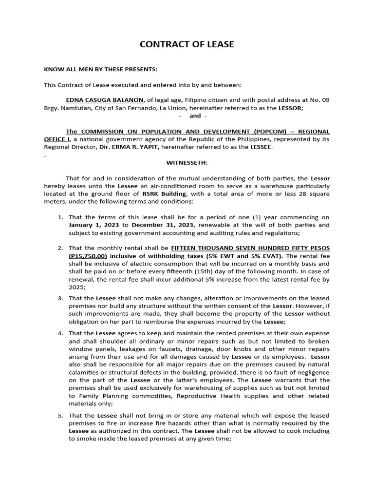 2023 Warehouse Contract | PDF