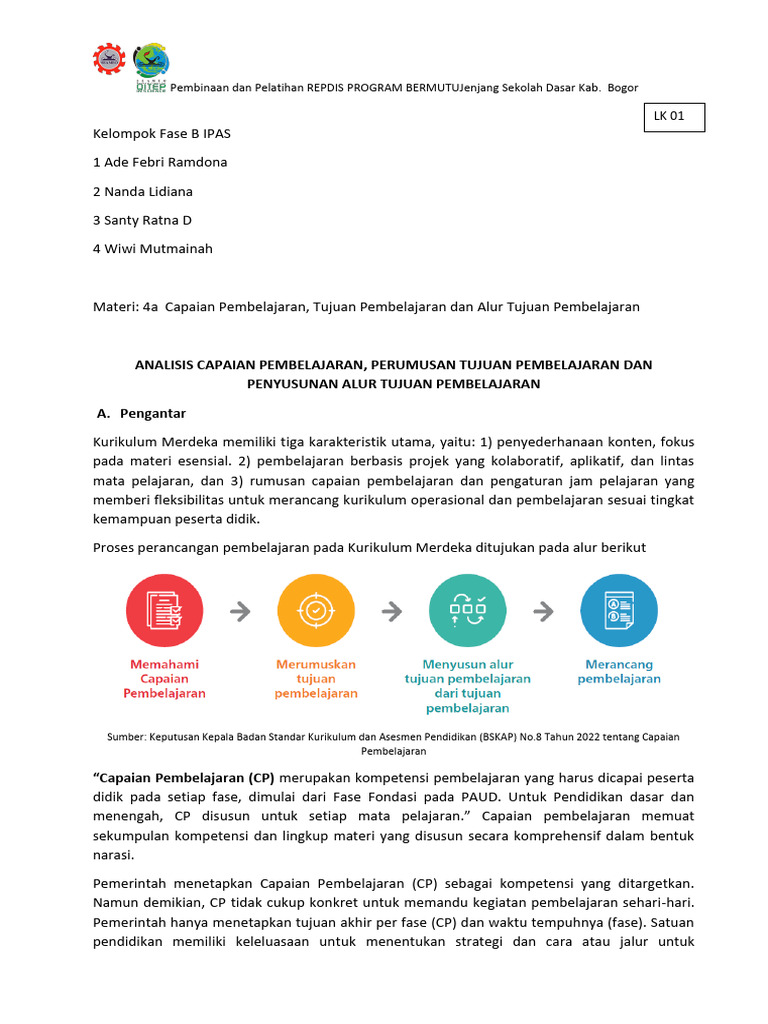LK - 01 Analisis CP Perumusan TP Dan Penyusunan ATP | PDF