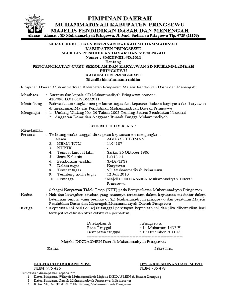 SK KTT Dan KTY AGUS | PDF