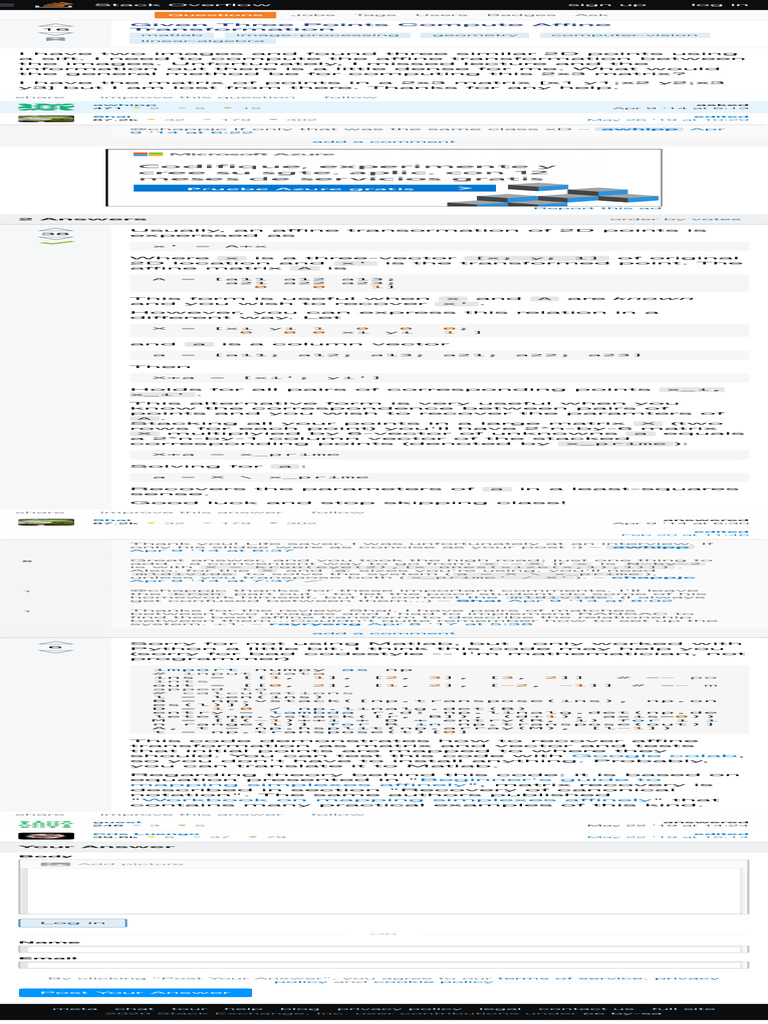 Given Three Points Compute Affine Transformation - Stack Overflow | PDF | Theoretical Computer ...