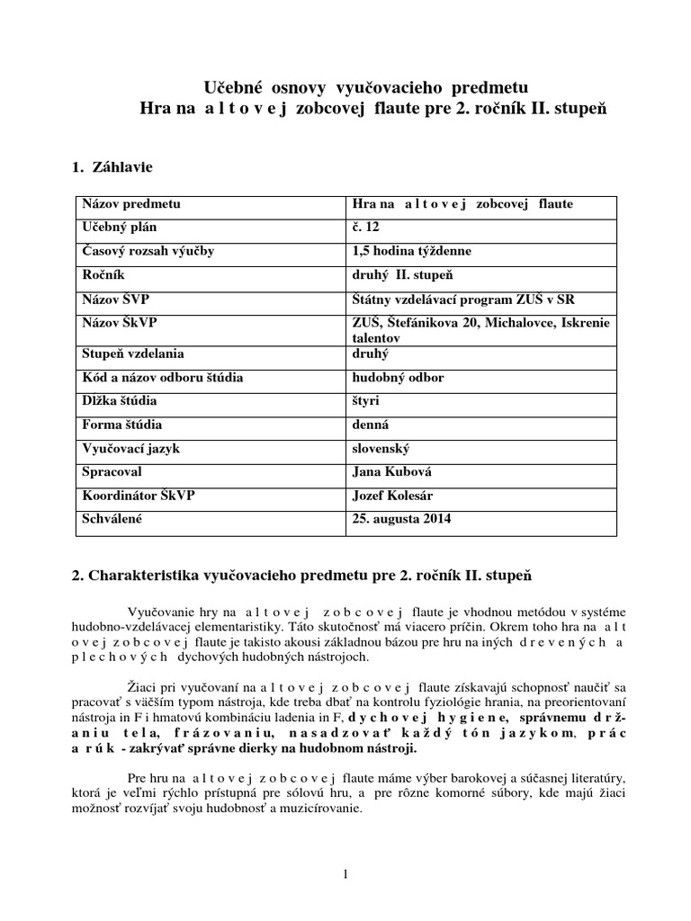 Hra Na Altovej Zobc - Flaute 2. Roc. II. Stupen | PDF