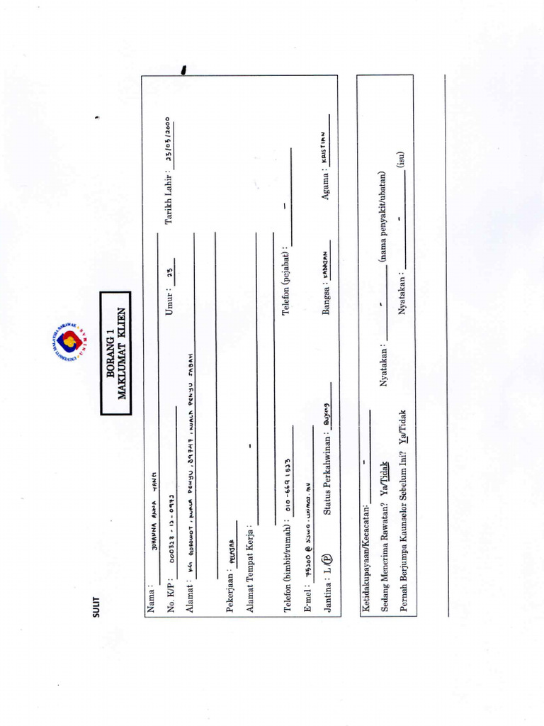 Borang Kaunseling | PDF