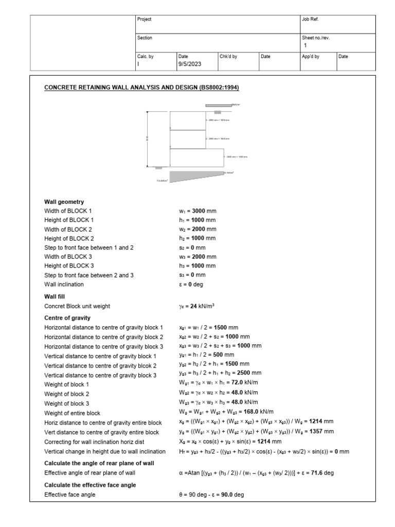 Concrete Block Retaining Wall Design | PDF