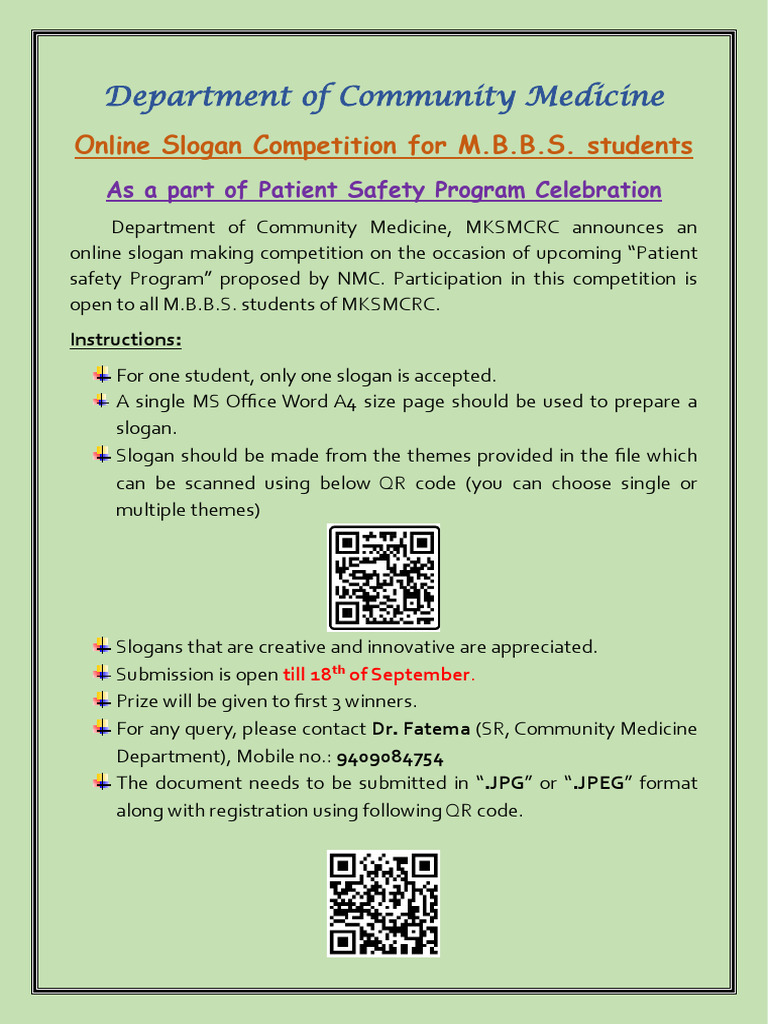 Slogan Contest for M.B.B.S. Students | PDF