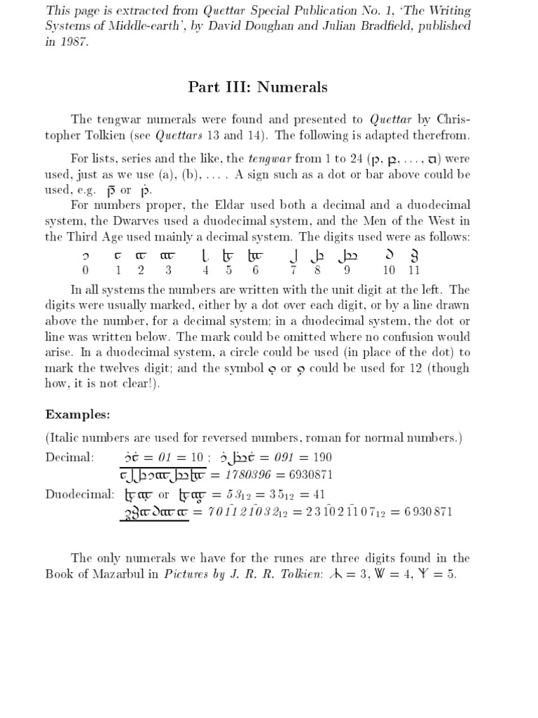 Tengwar Numbers | PDF