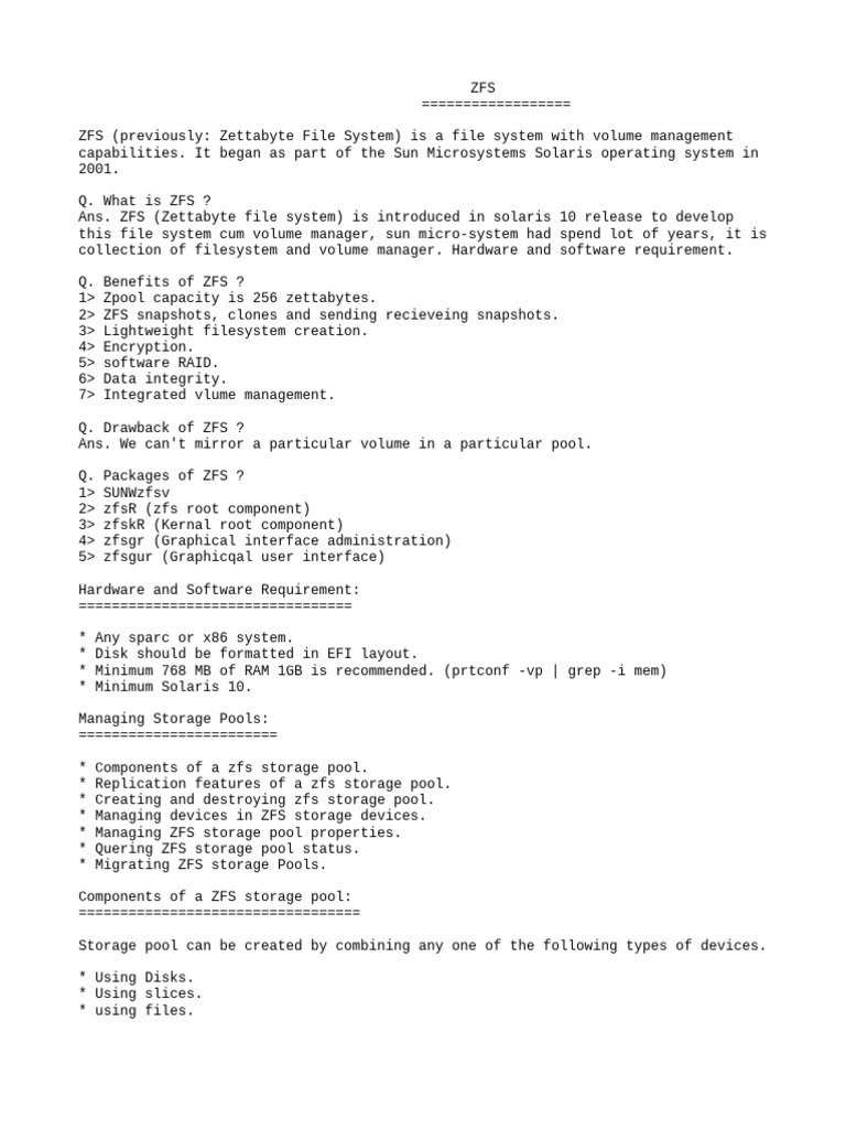ZFS | PDF | File System | Computing ZFS | PDF | File System | Computing