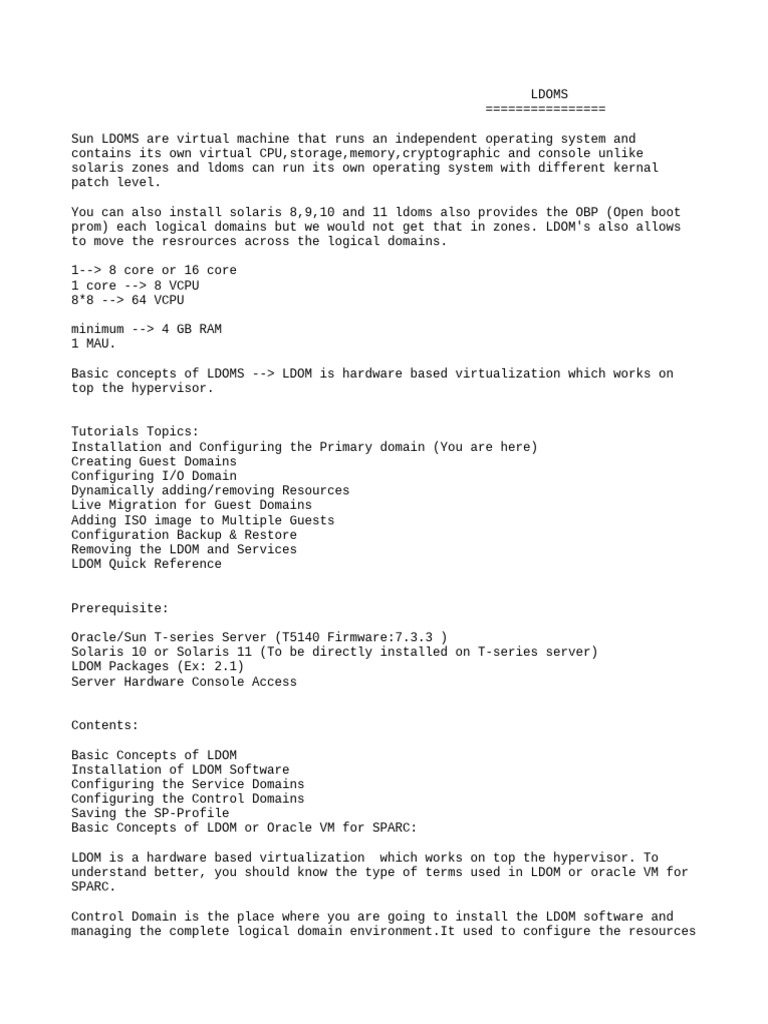 LDOMS | PDF | System Software | Computer Data Storage