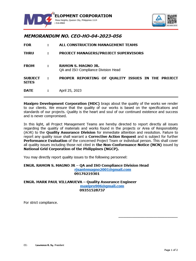 Memo QA | PDF | Business