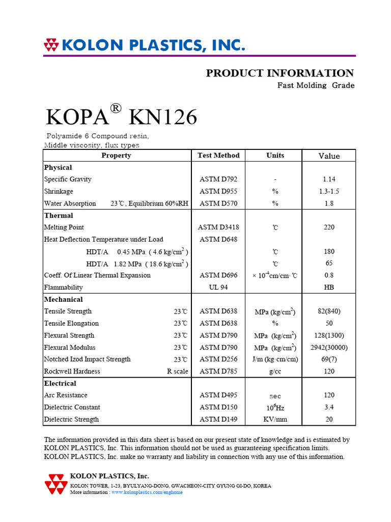 KOPA KN126 en | PDF | Plastic | Mechanical Engineering