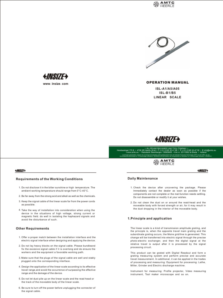 Linear Scale Installation Manual | PDF | Screw | Linearity