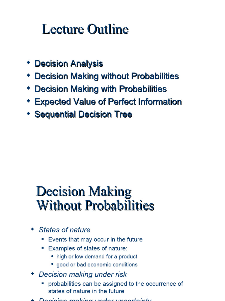 Lecture Outline | PDF | Decision Theory