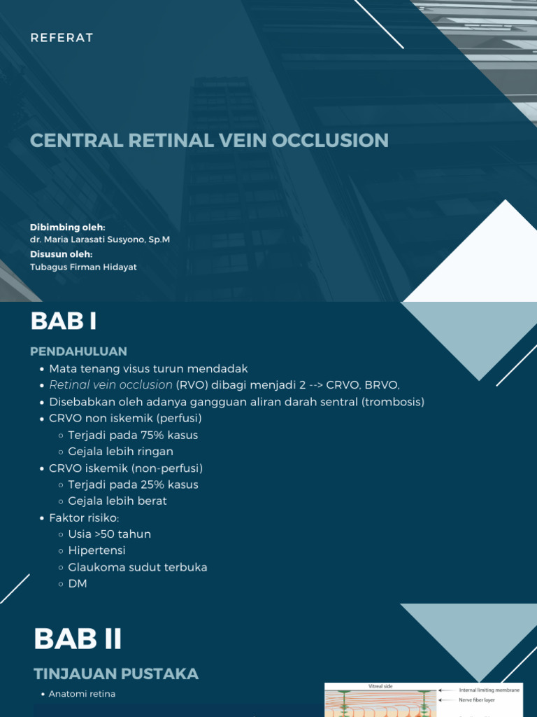 Oklusi Vena Retina Sentral: Gejala & Tatalaksana | PDF