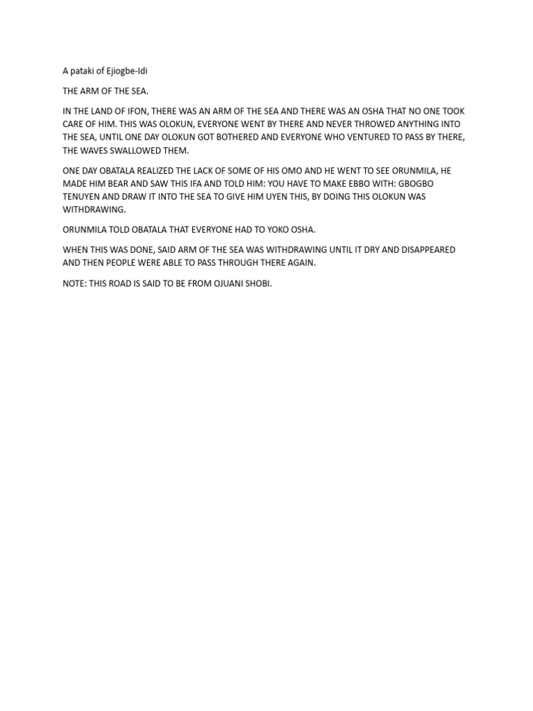 A Pataki of Ejiogbe-Idi | PDF | Social Science