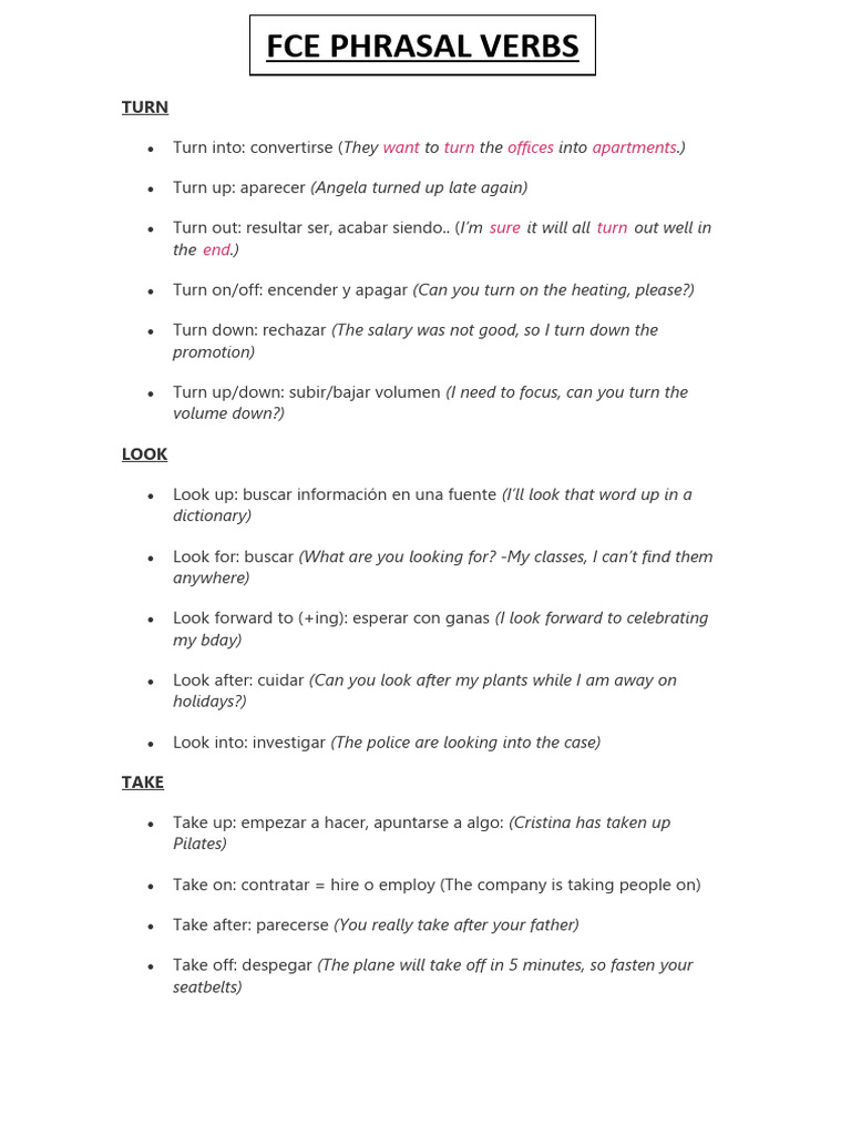 Fce Phrasal Verbs | PDF