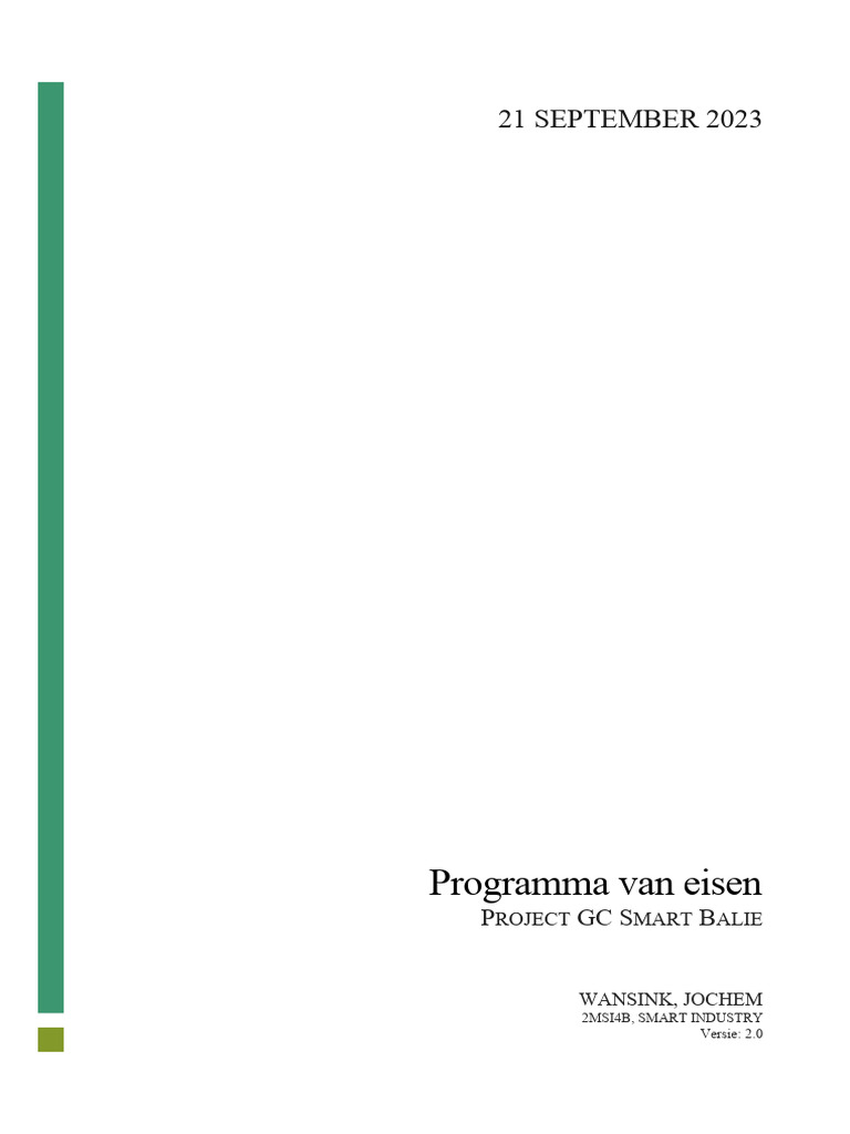 K1 Programma Van Eisen - Jochem Wansink | PDF