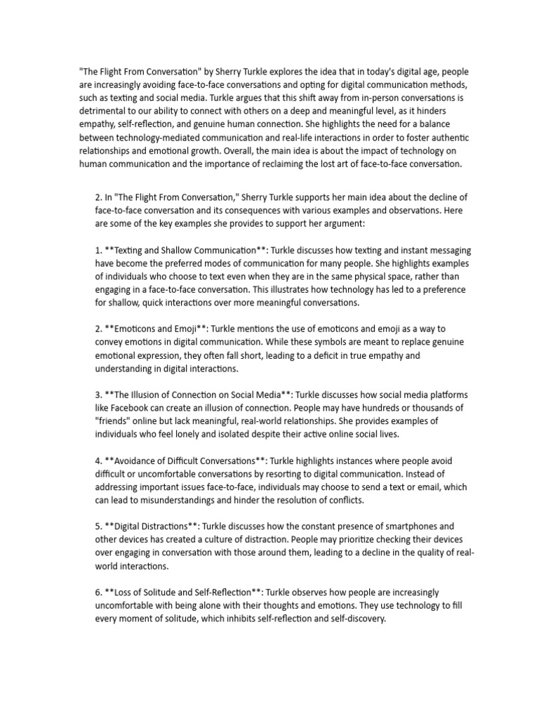 The Flight From Conversation Answer | PDF | Conversation | Communication