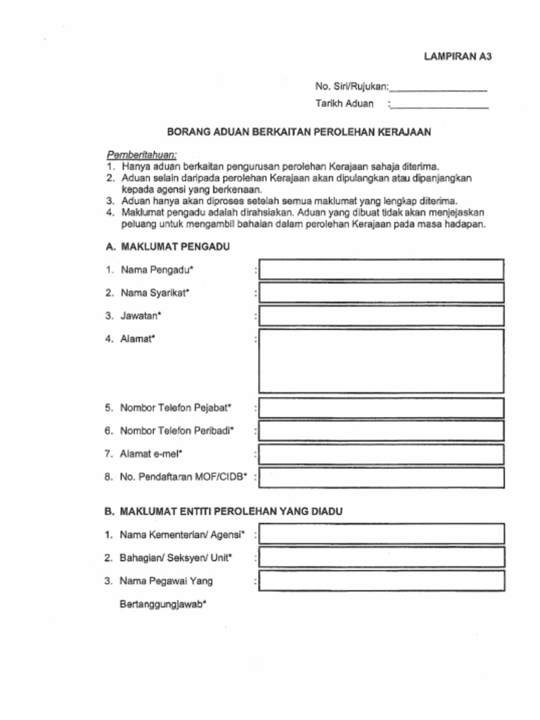 10 - 9 - Borang Aduan | PDF