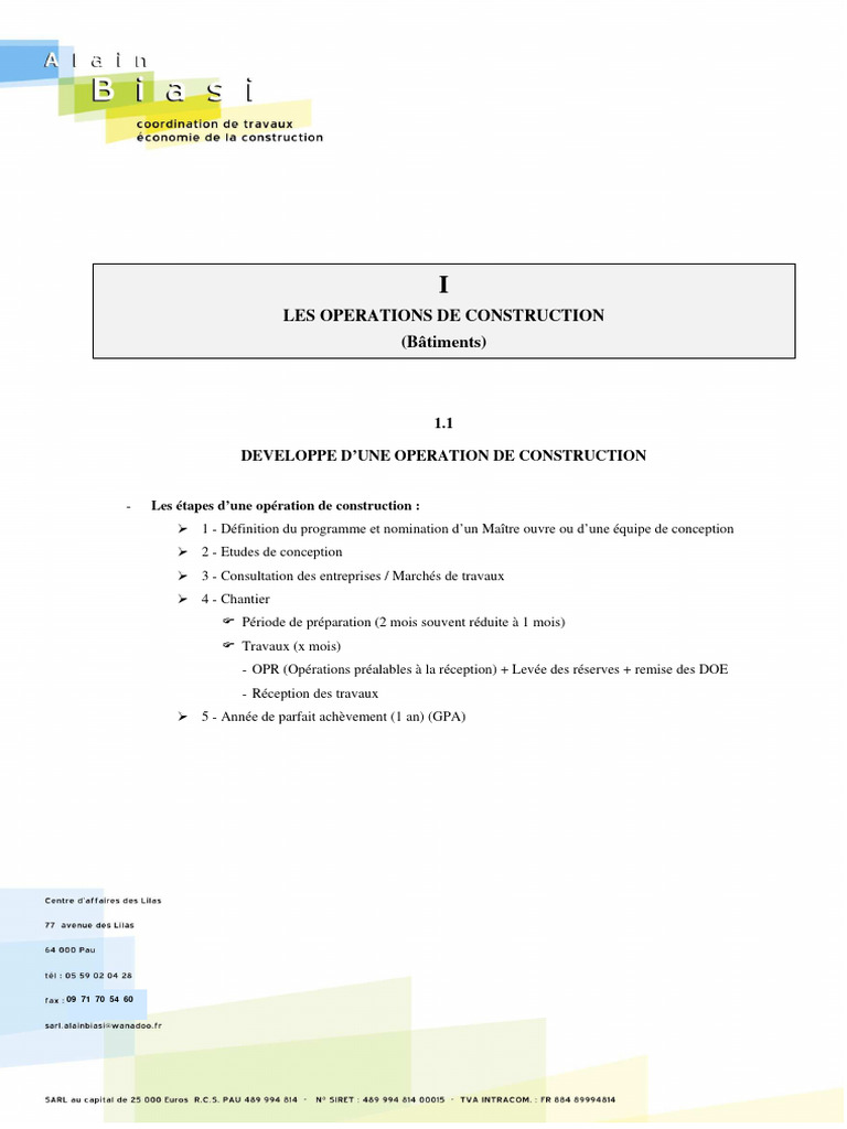 Étapes des opérations de construction | PDF