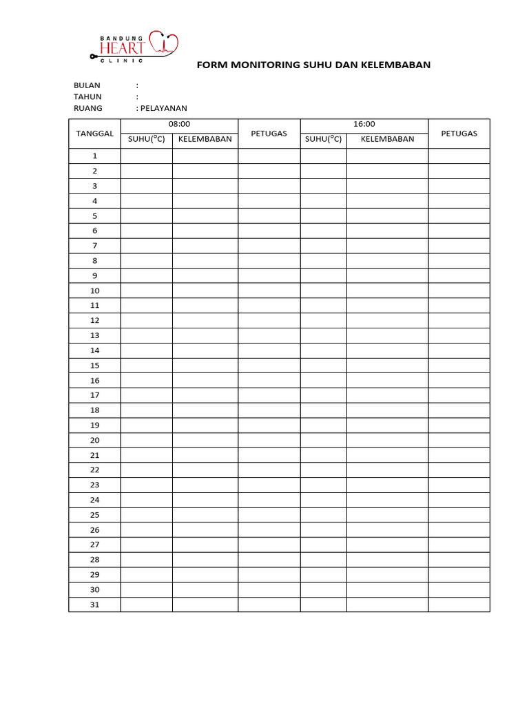 Form Monitoring Suhu Ruangan Farmasi Puskesmas Tagog Apu | PDF