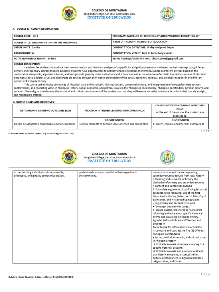 Reading History Syllabi | PDF