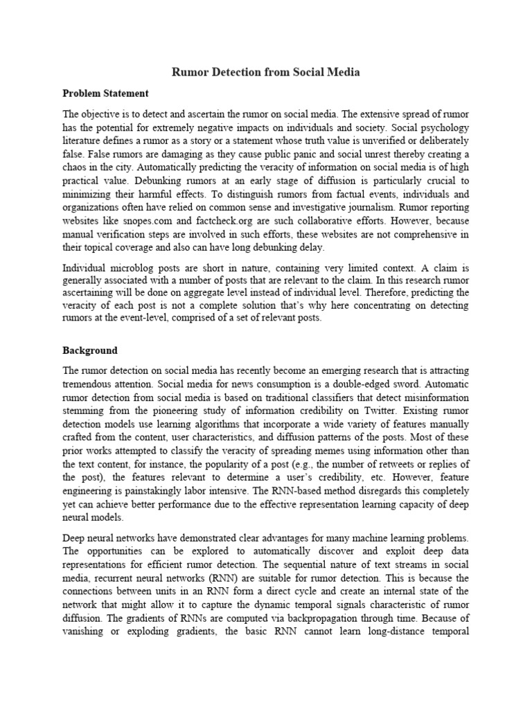 Rumor Detection From Social Media Pdf Rumor Cybernetics 1175