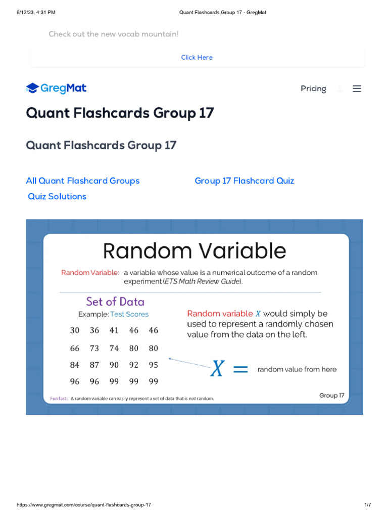 Quant Flashcards Group 17 - GregMat | PDF | Learning | Educational ...