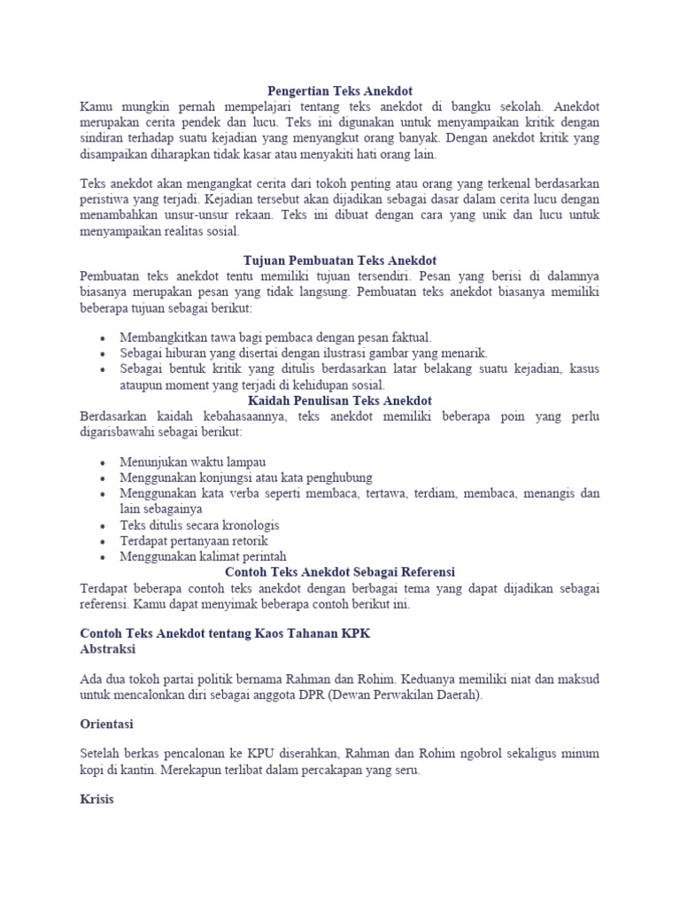 Panduan Teks Anekdot | PDF