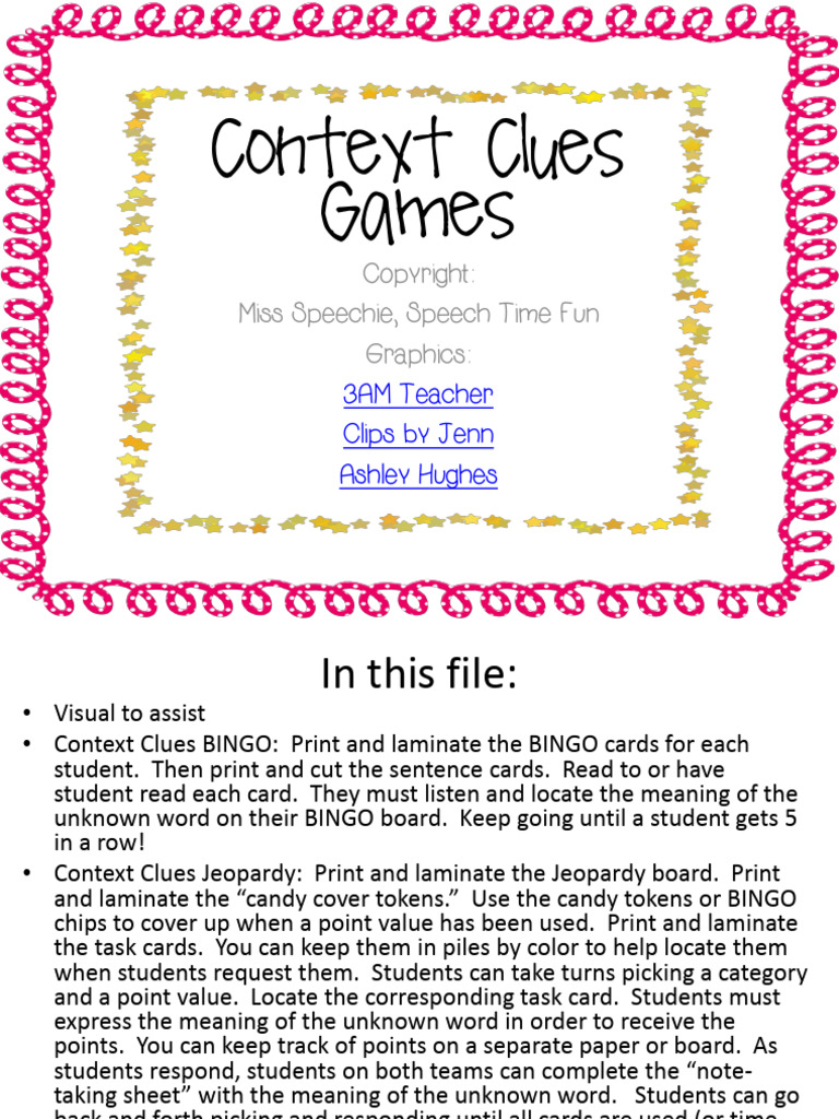 Context Clues Card | PDF