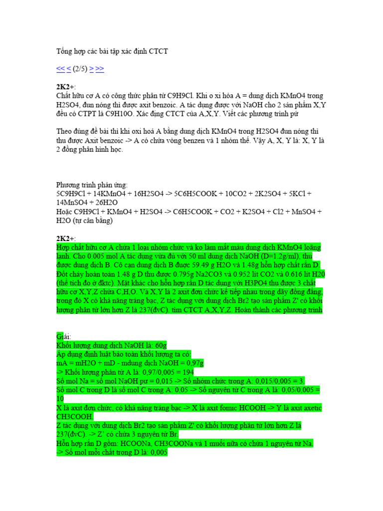 Cac Bai Tap Xac Dinh CTCT | PDF