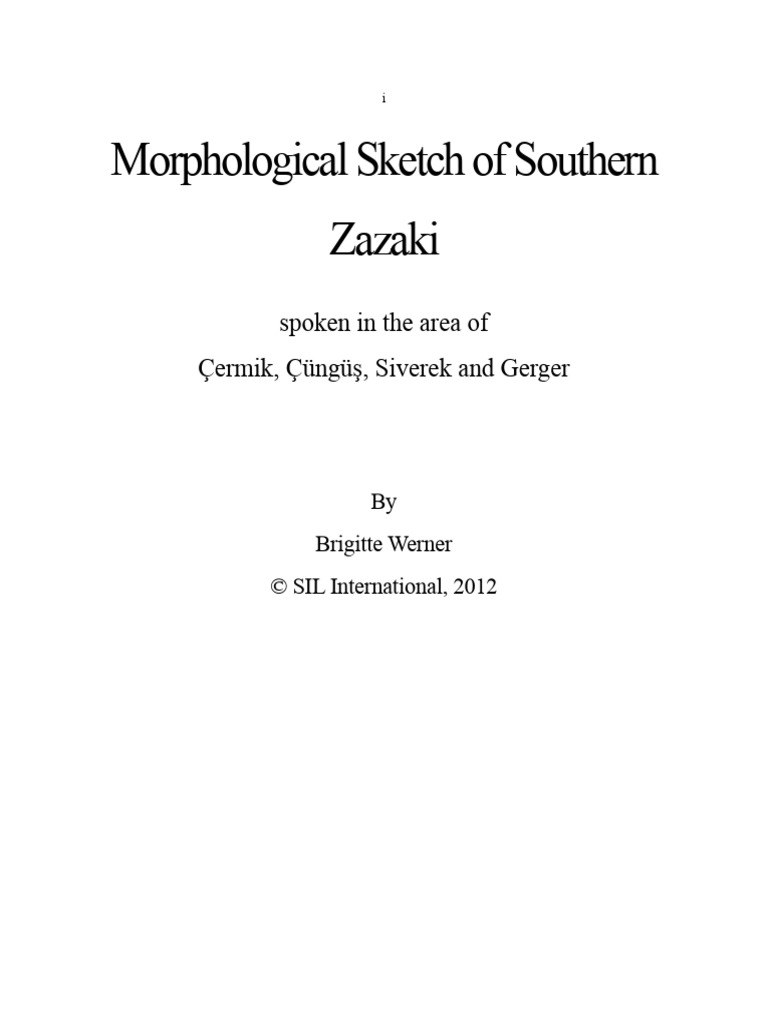 Southern Zazaki Morphological Sketch | PDF | Verb | Grammatical Gender