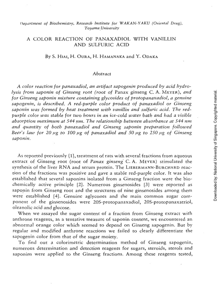 Hiai 1975 - Vanillin Sulfuric Acid Assay | PDF | Precipitation ...