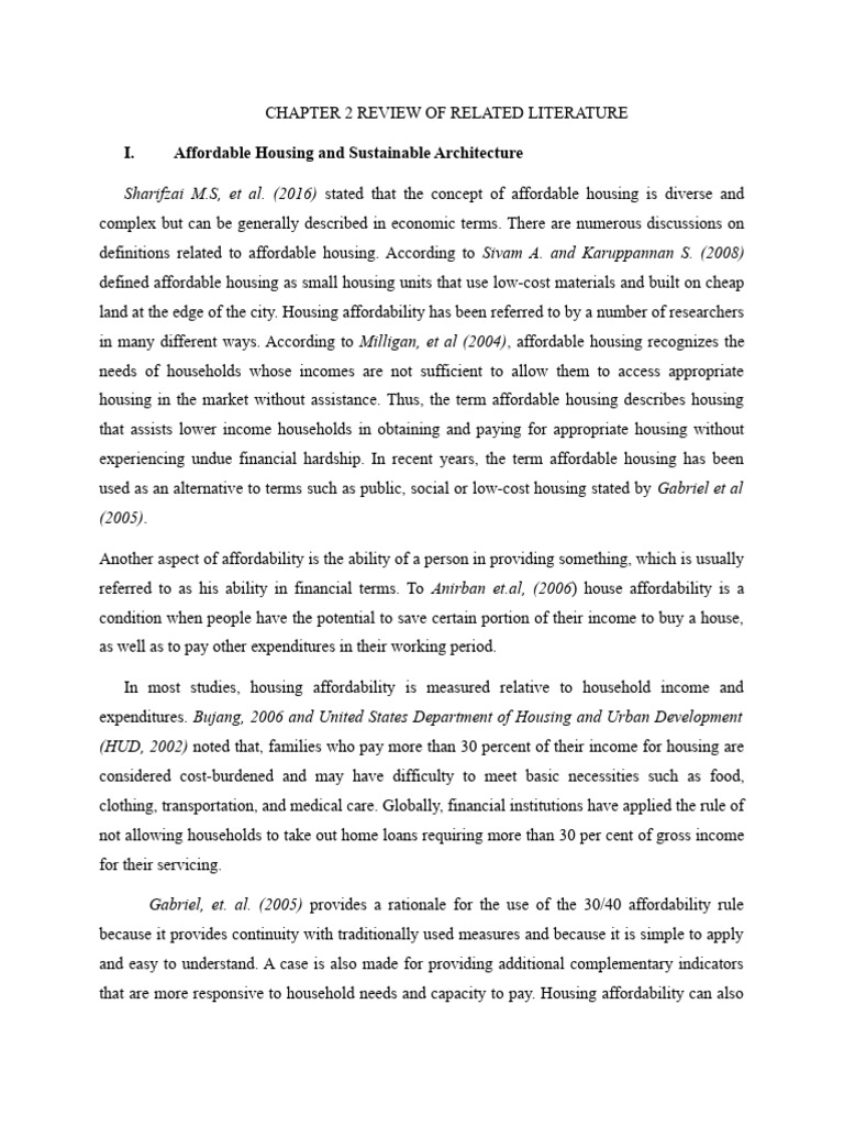 Chapter 2 Review of Related Literature | PDF | Affordable Housing ...