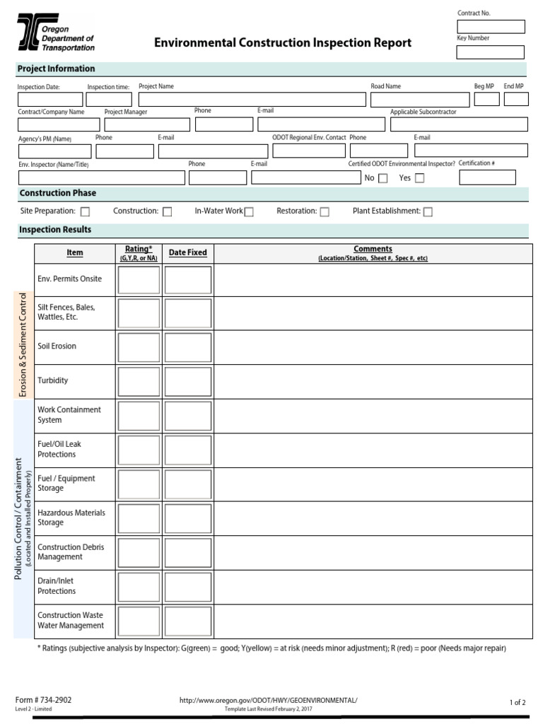 Environmental Construction Inspection Report | PDF | Riparian Zone ...
