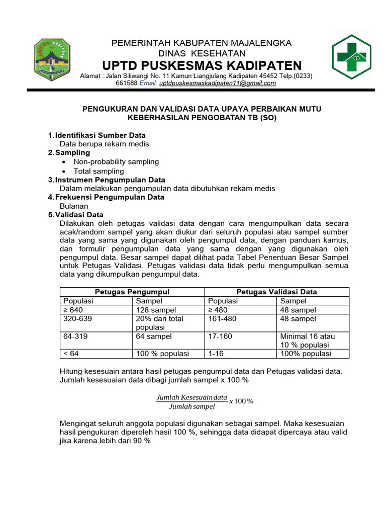 Validasi Data INM (Pengobatan TB SO) | PDF