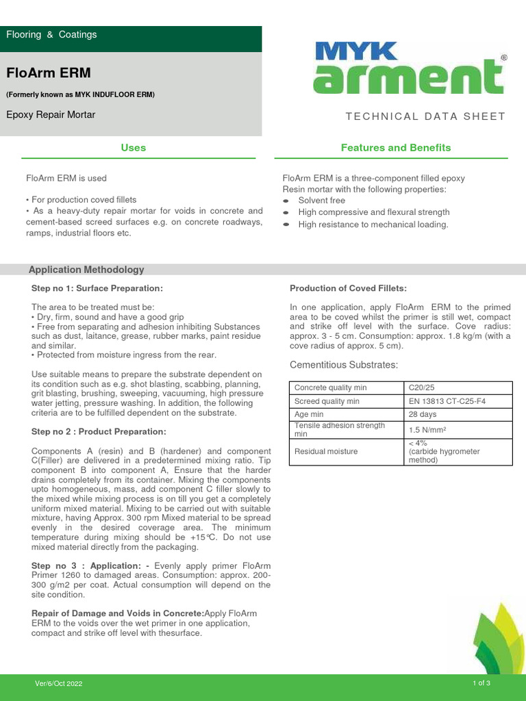 Epoxy Repair Mortar TDS FloArm-ERM-Ver-6 24-01-2023 | PDF | Epoxy ...
