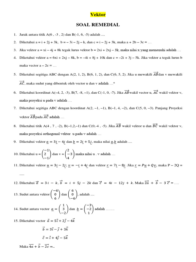 Soal Remedial Kelas 10 Mat Peminatan | PDF