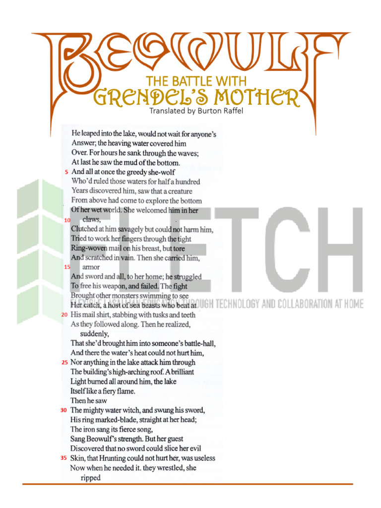 The Battle With Grendels Mother | PDF