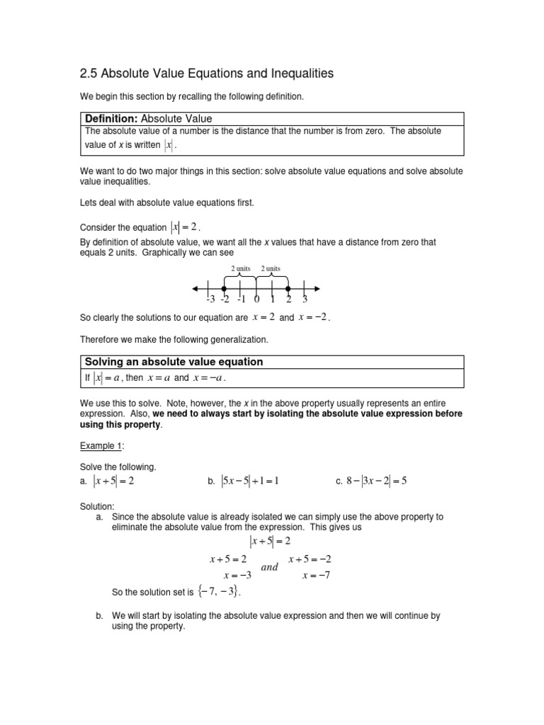 Absolute Value Inequalities | PDF | Inequality (Mathematics) | Equations