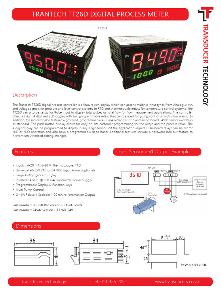 Trantech tt26d Digital Process Meter 19 | PDF