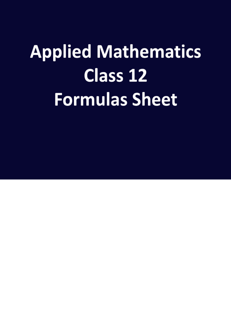 Applied Maths Formula Sheet | PDF