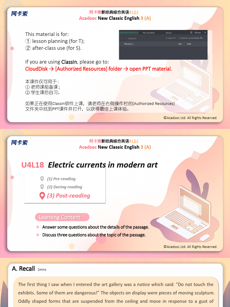 This Material Is For: Lesson Planning (For T) After-Class Use (For S ...
