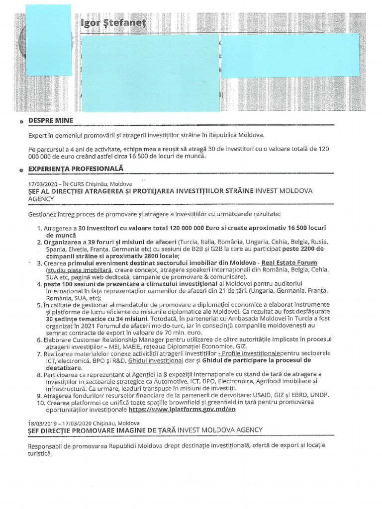 Stefanet Igor CV | PDF