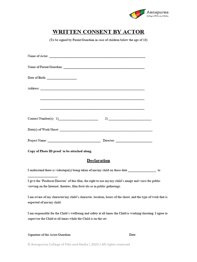 Actor Consent Form | PDF